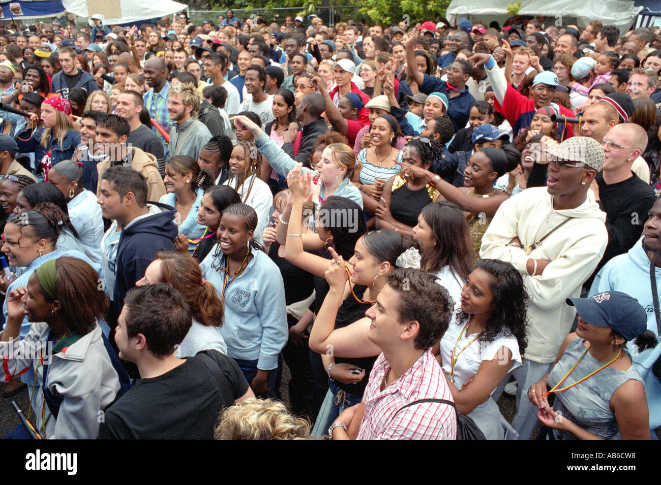 Large multicultural crowd of people in the streets of Nottinghill at ...