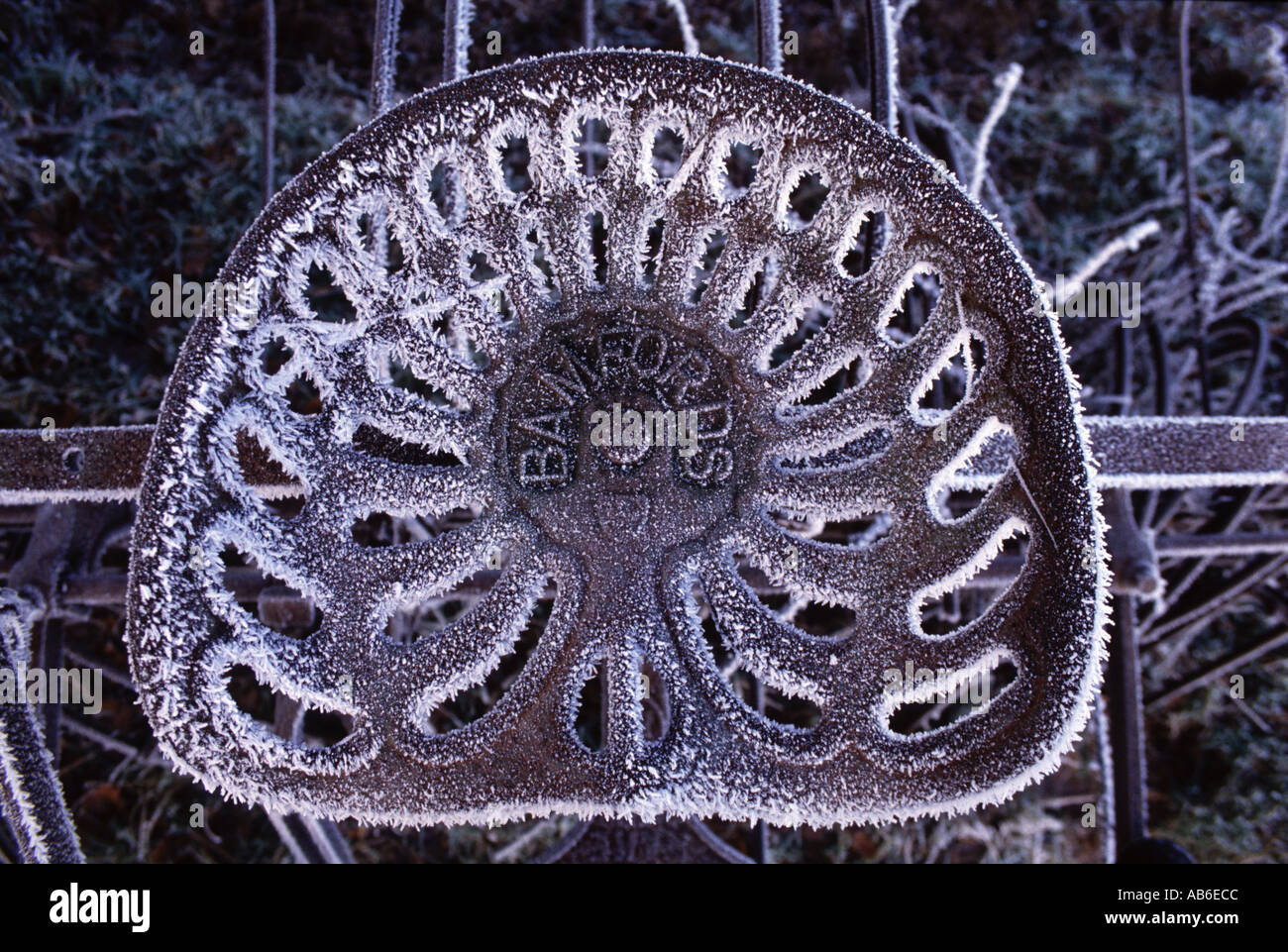 Old horse drawn farm implement (harrow) seat Stock Photo - Alamy
