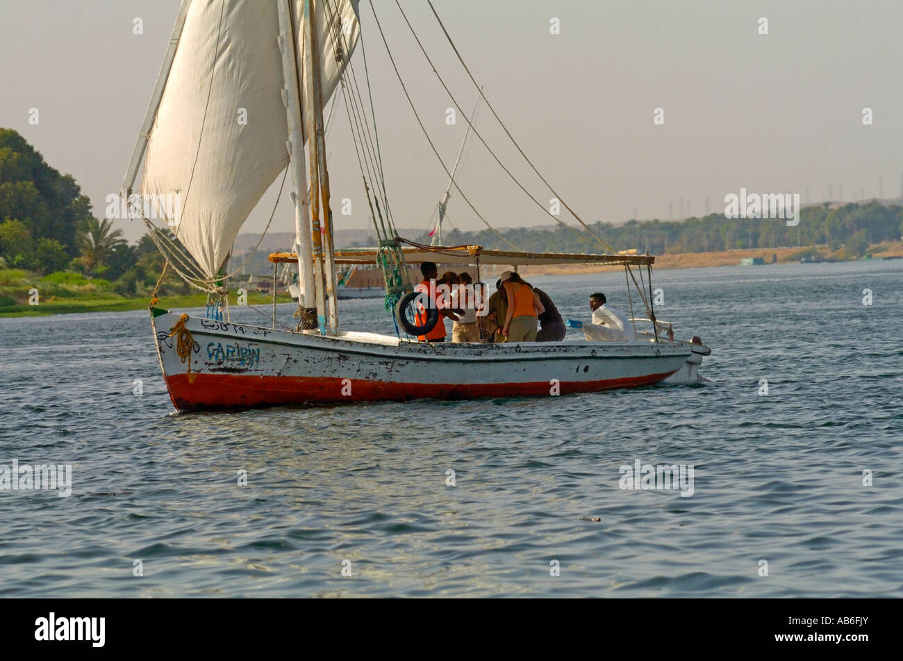 A Felucca, a traditional wooden sailing boats on the River Nile Aswan ...
