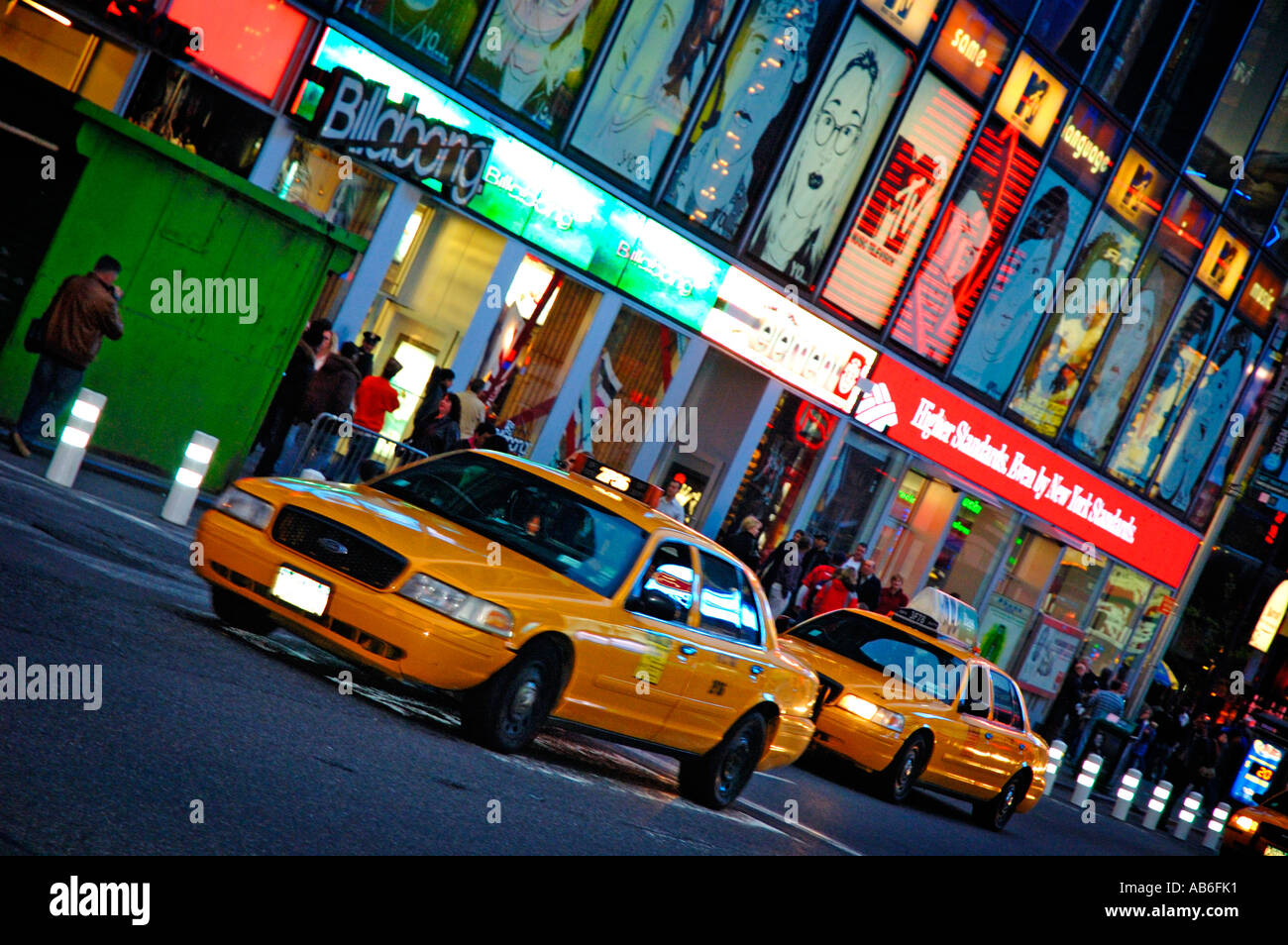 Yellow cab taxi, Times Square Stock Photo - Alamy