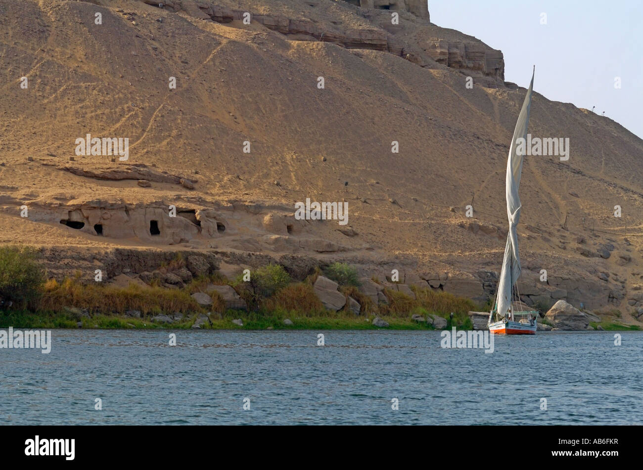 A Felucca, a traditional wooden sailing boats on the River Nile Aswan ...