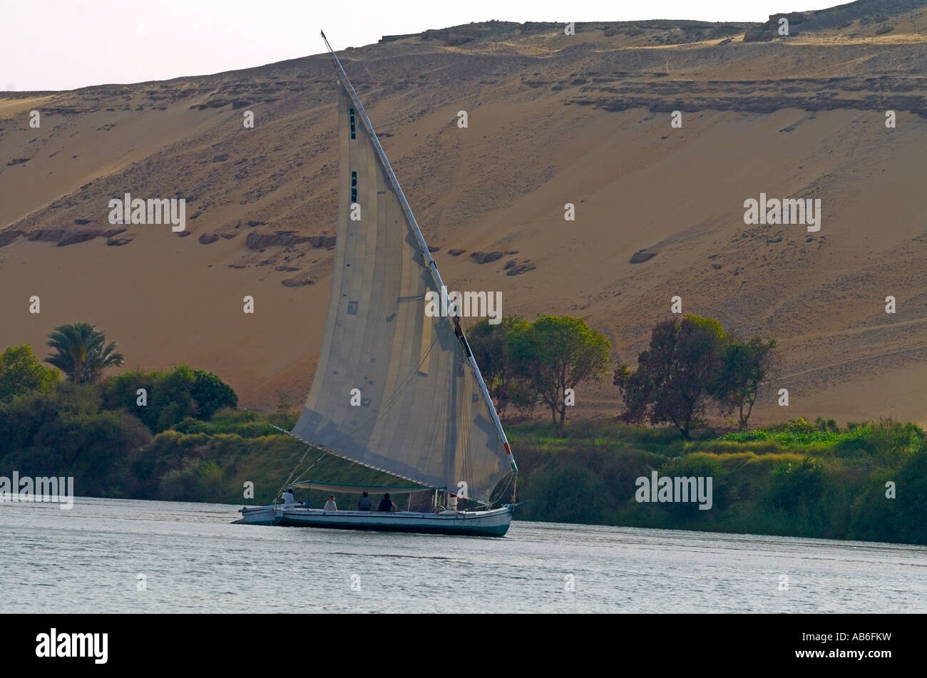A Felucca, a traditional wooden sailing boats on the River Nile Aswan ...
