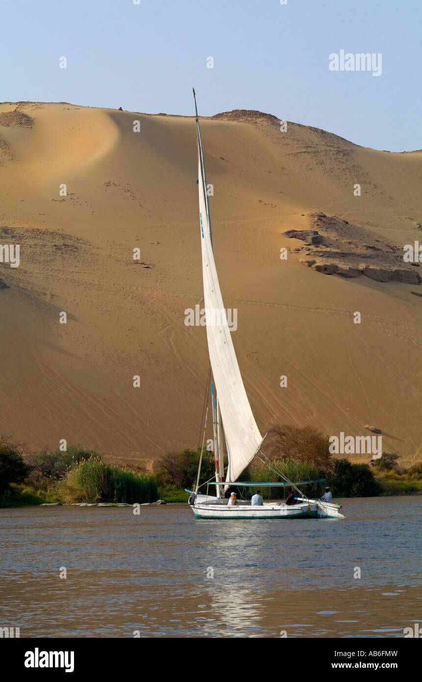 A Felucca, a traditional wooden sailing boats on the River Nile Aswan ...