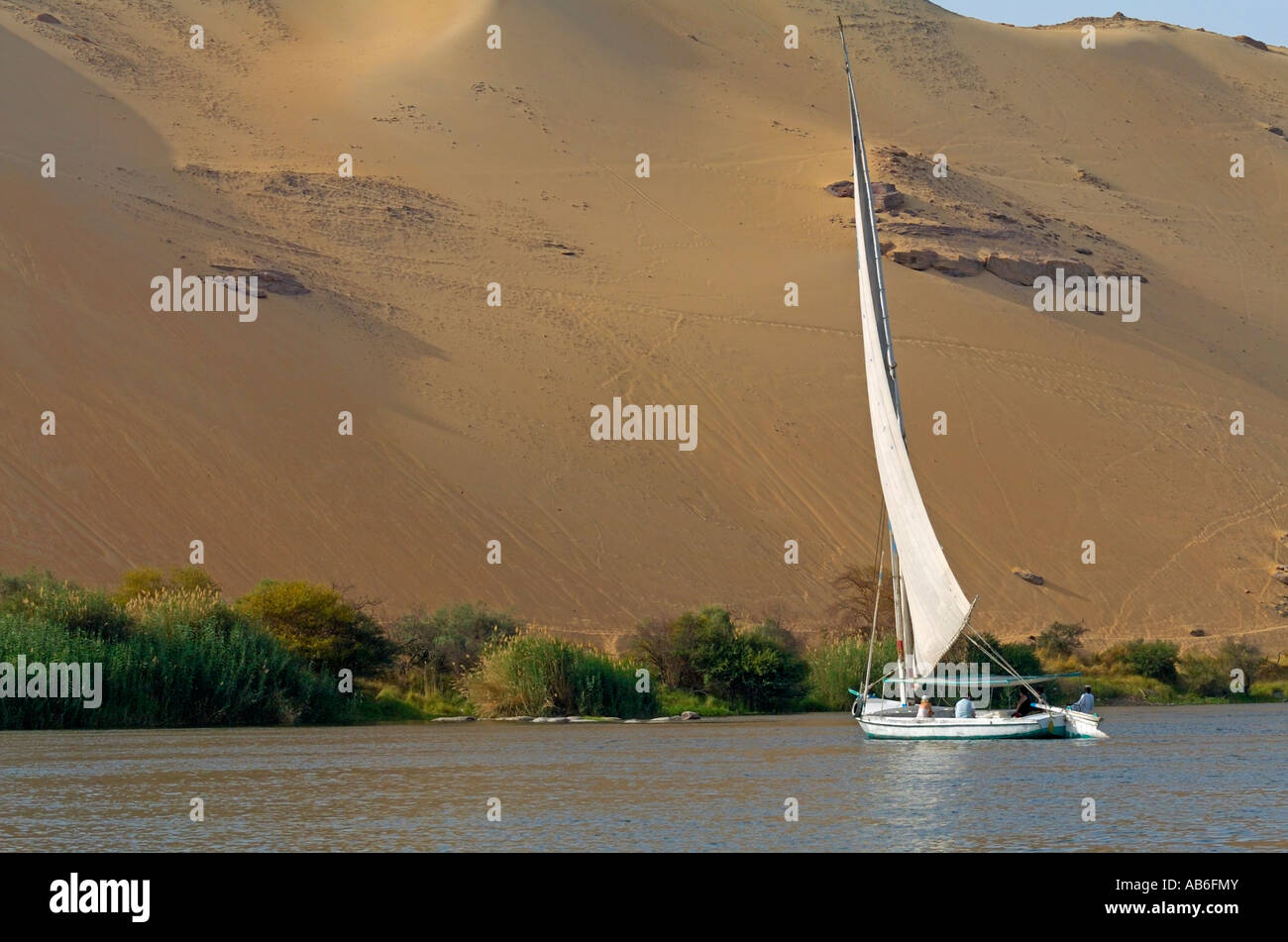 A Felucca, a traditional wooden sailing boats on the River Nile Aswan ...