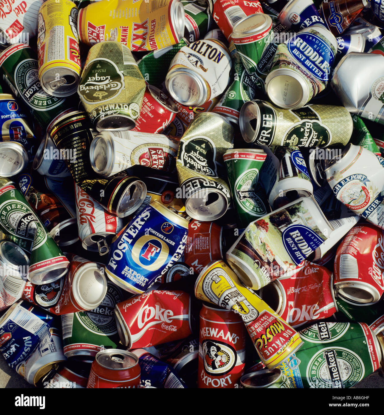 Aluminium and metal drinks cans collected for recycling Stock Photo - Alamy