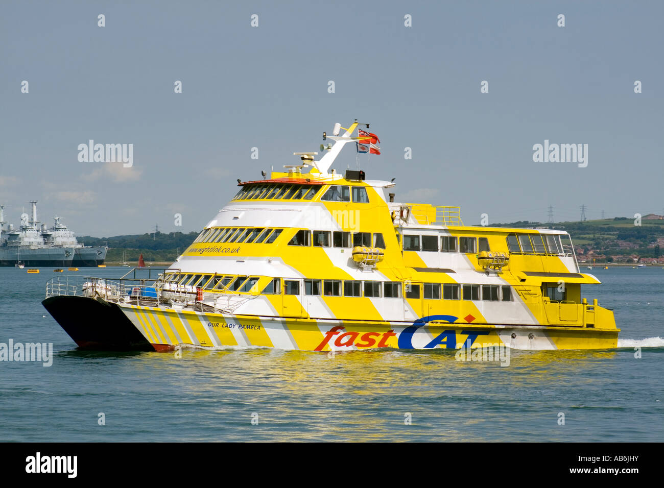 Fastcat leaving Portsmouth harbour Hampshire UK Stock Photo - Alamy