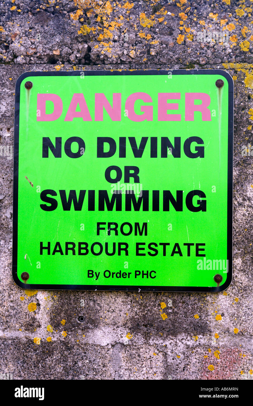 'Danger No Diving or Swimming' sign, England, UK. April 2007 Stock ...