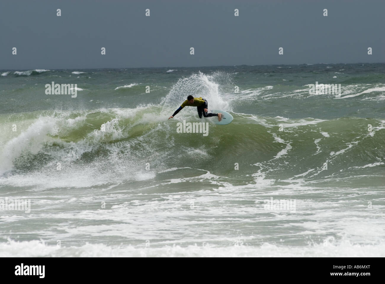 Surfing Langland Bay Gower Stock Photo - Alamy