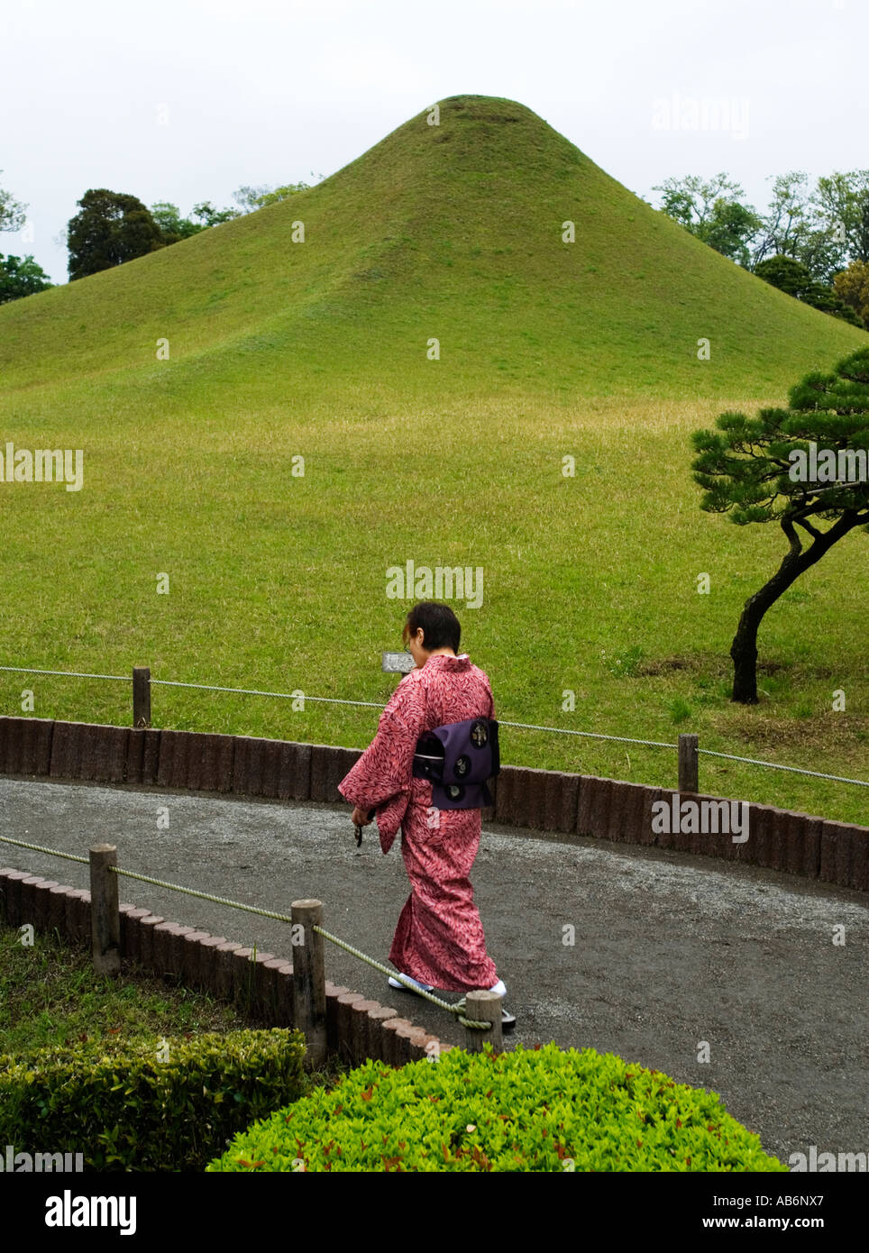 Famous Suizenji garden in Kumamoto Kyushu Japan with Mount Fuji hill ...