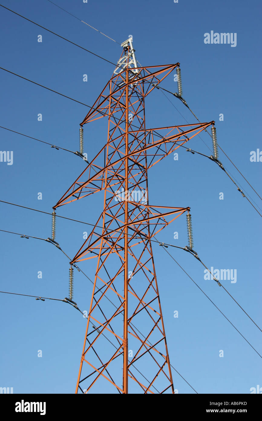 An electricity pylon on top of a hill in Tasmania Australia Stock Photo ...