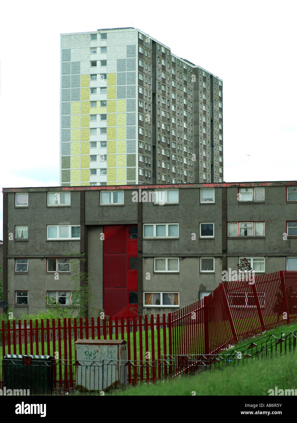 Housing estate with high rise flats in the background Stock Photo - Alamy