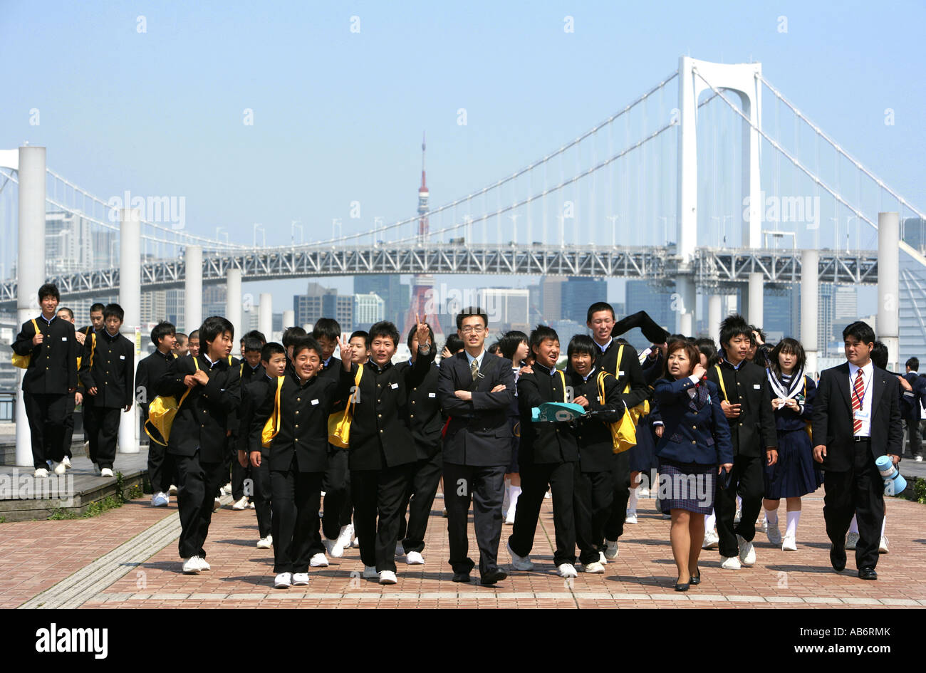 JPN, Japan, Tokyo: School class excursion to Odaiba. An artificial ...