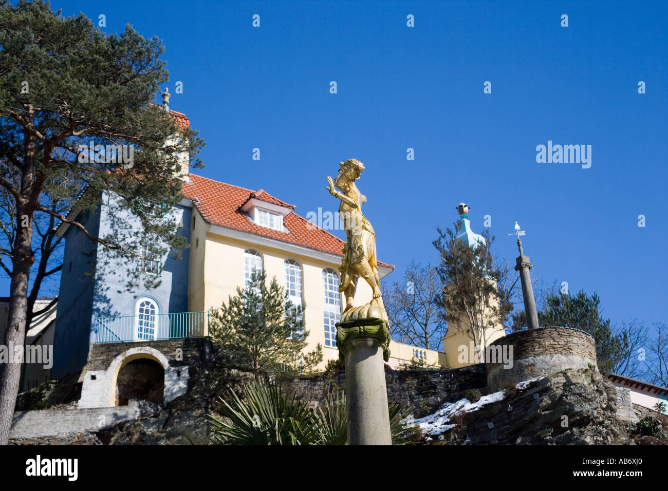 Portmeirion village in the snow,North Wales,United Kingdom Stock Photo ...