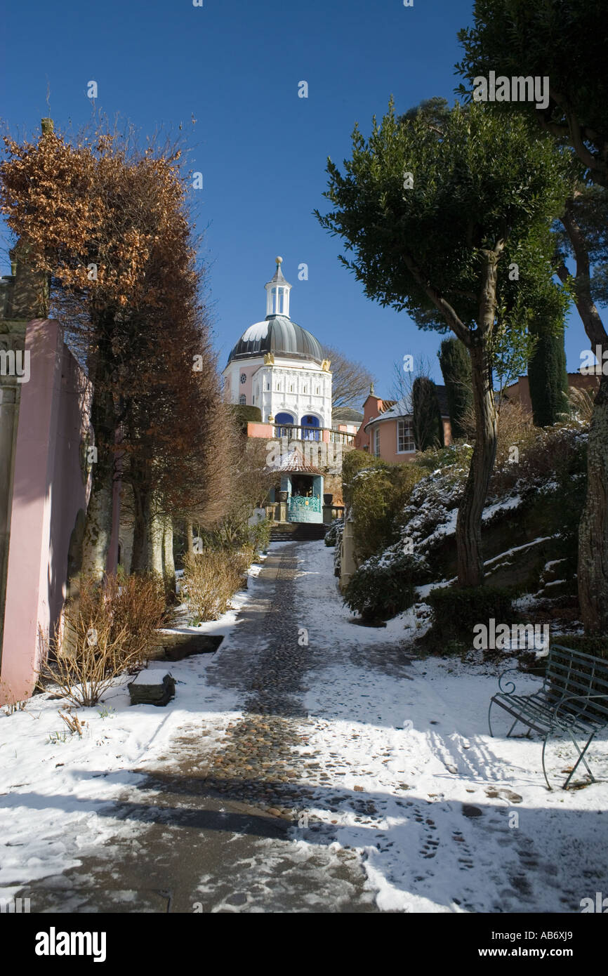 Portmeirion village in the snow,North Wales,United Kingdom Stock Photo ...