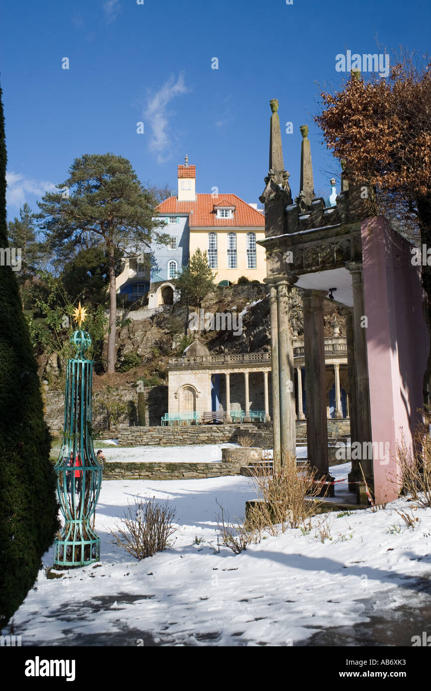 Portmeirion village in the snow,North Wales,United Kingdom Stock Photo ...