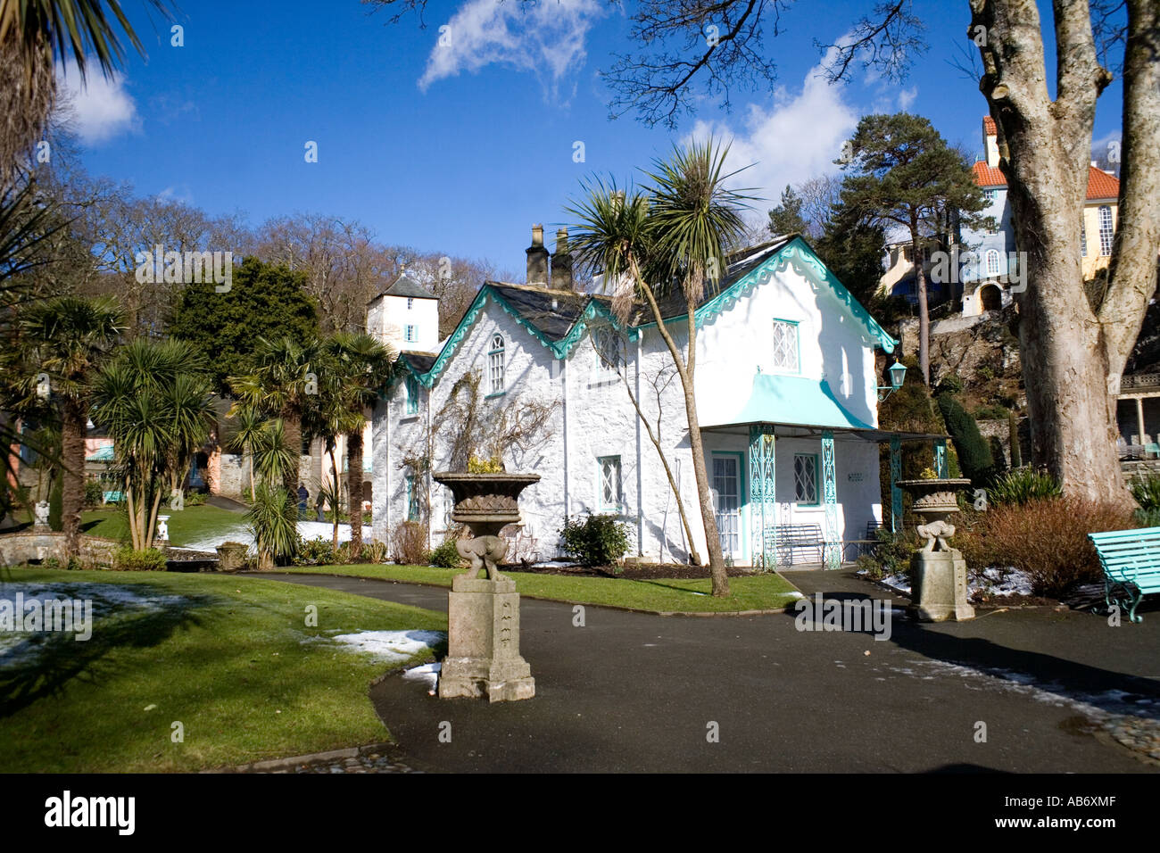 Portmeirion village in the snow,North Wales,United Kingdom Stock Photo ...