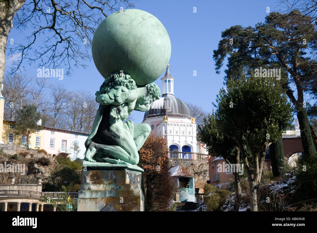 Portmeirion village in the snow,North Wales,United Kingdom Stock Photo ...