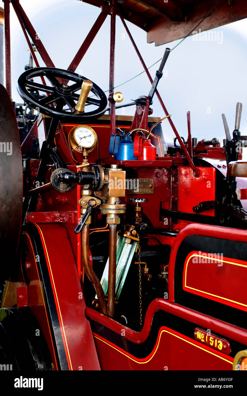 Close up of the drivers station in Steam powered traction engine Stock ...