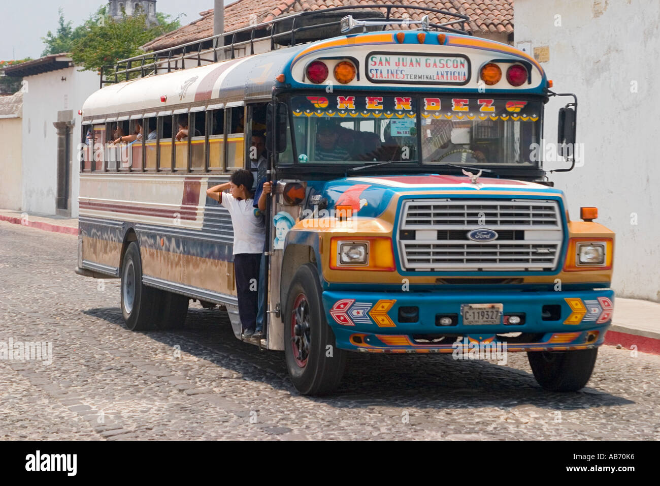 Chicken bus Antigua Guatemala Stock Photo - Alamy