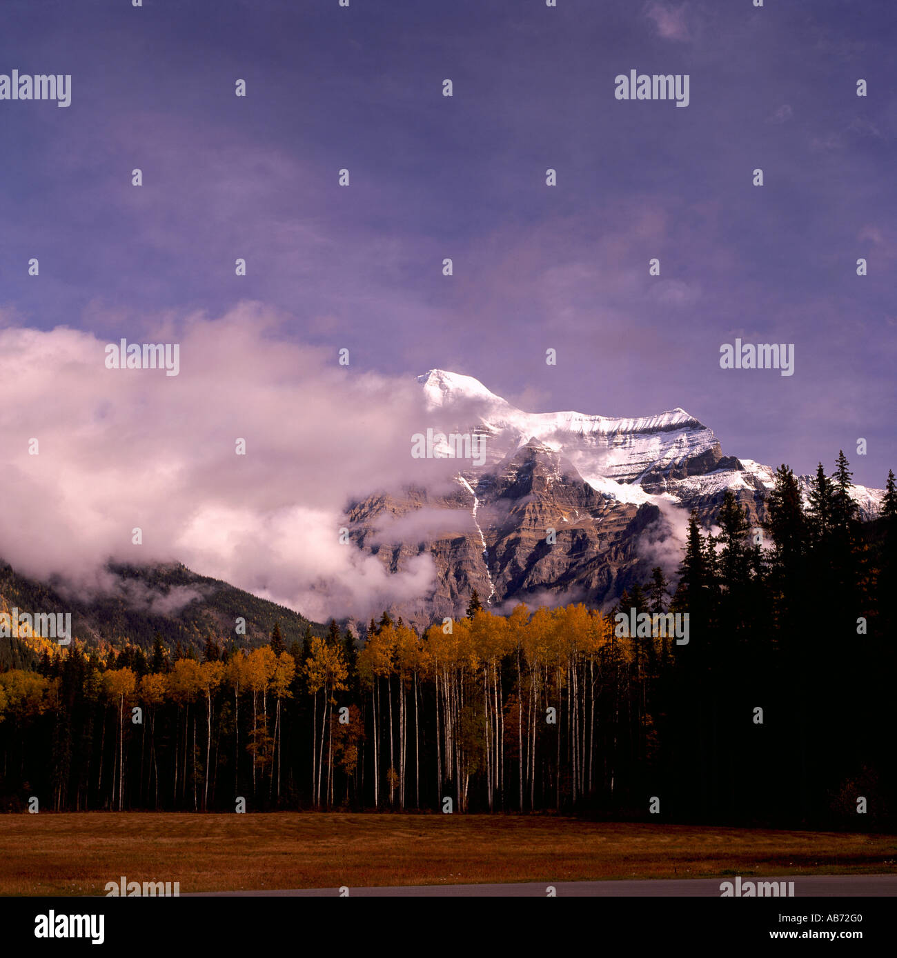 Mount Robson in Mount Robson Provincial Park in Canadian Rockies along ...