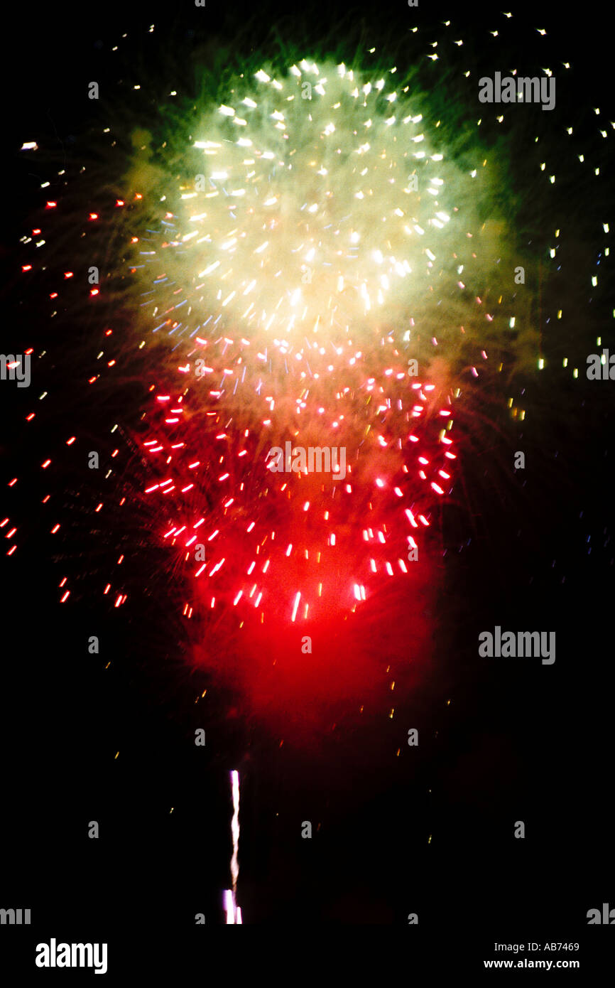 Multi colored fireworks in night sky Stock Photo - Alamy