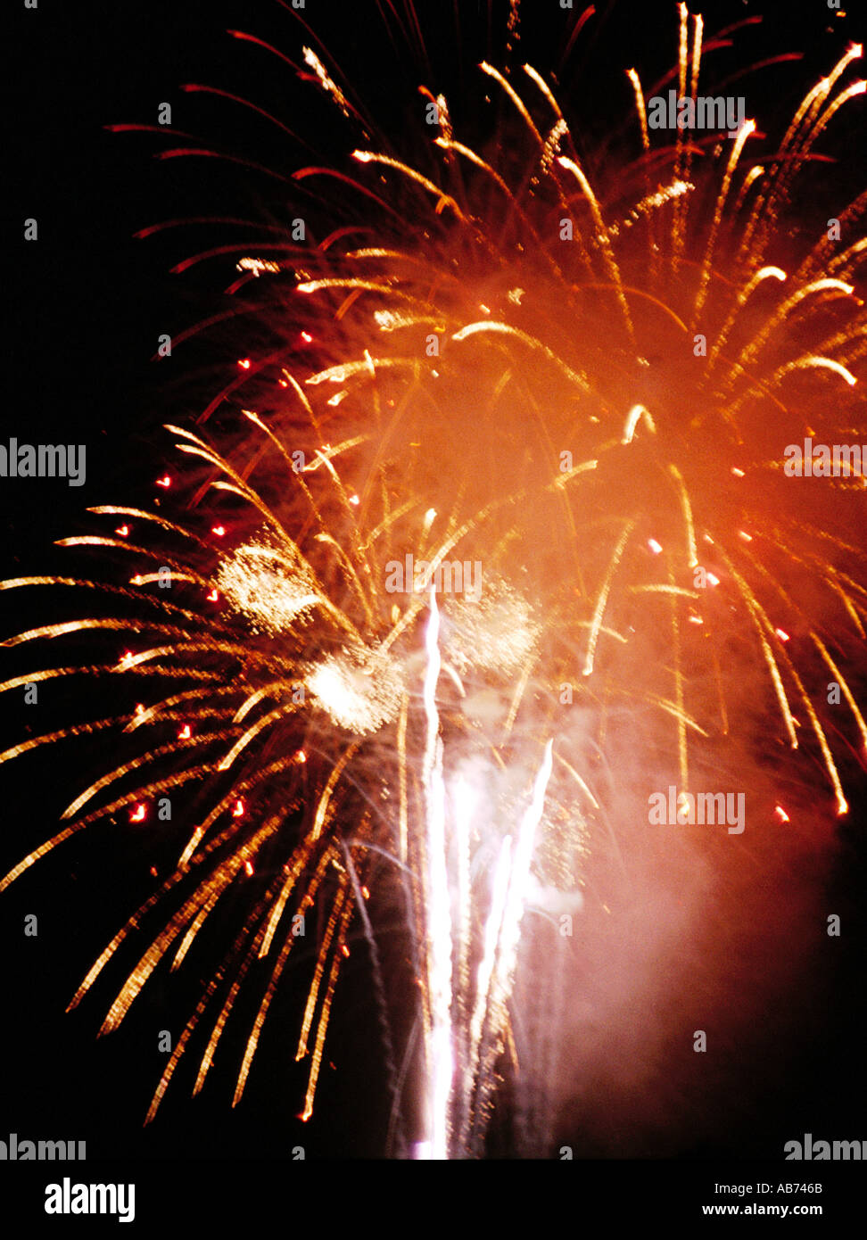 Multi colored fireworks in night sky Stock Photo - Alamy