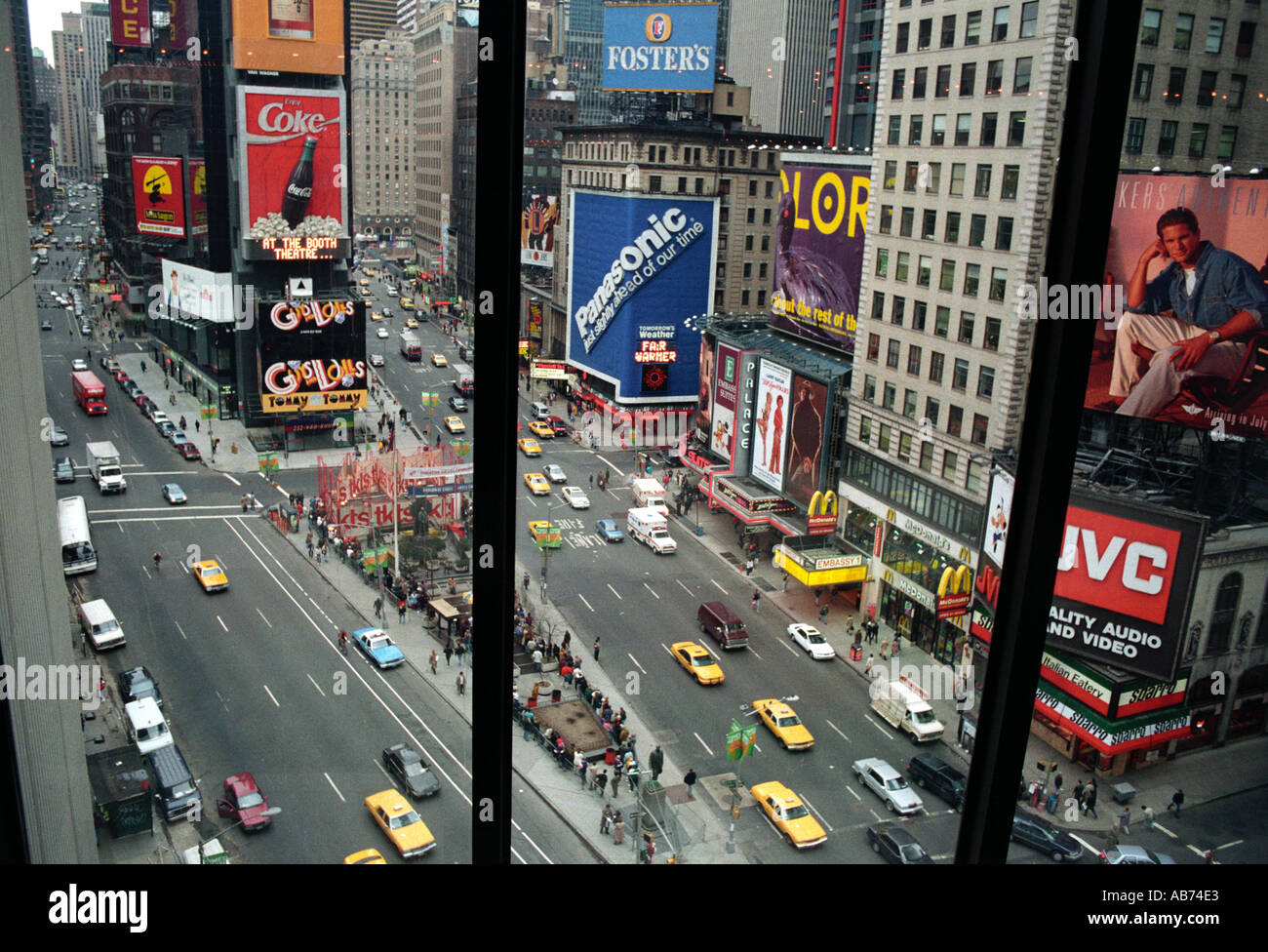 New York USA 1993 A view of Times Square from the Marriott Hotel Stock ...
