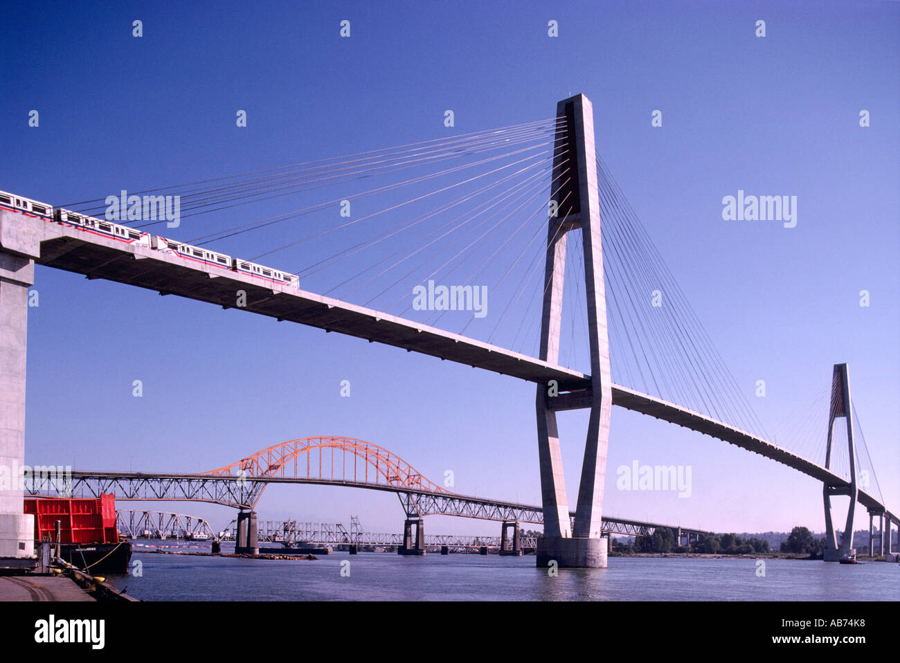 Bridges over Fraser River, New Westminster to Surrey, BC, British ...