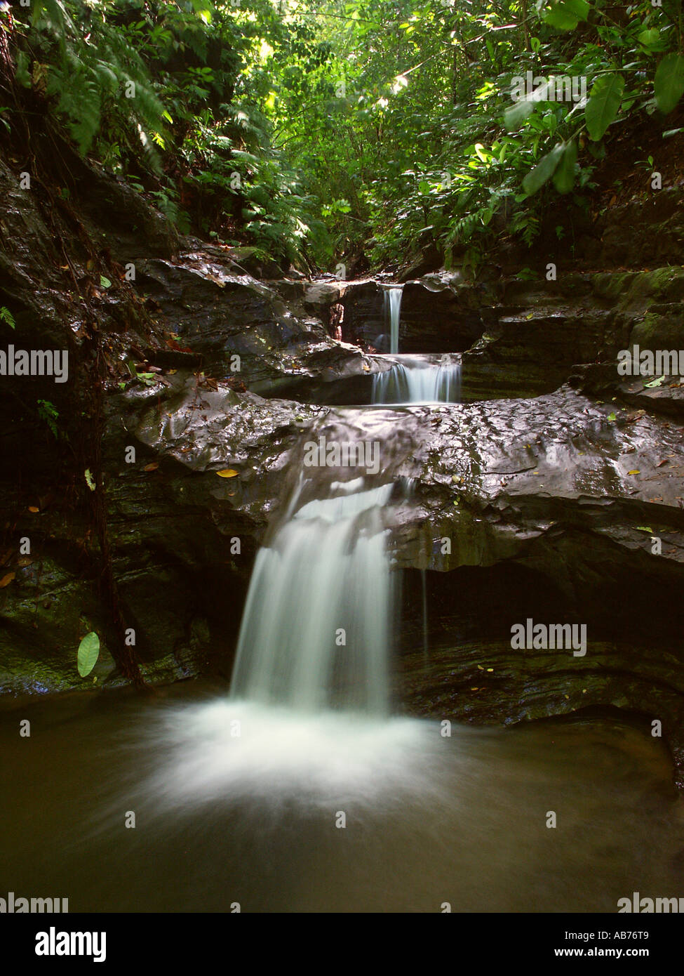 Waterfall in Punta Banco, Puntarenas Province, Costa Rica, Central ...