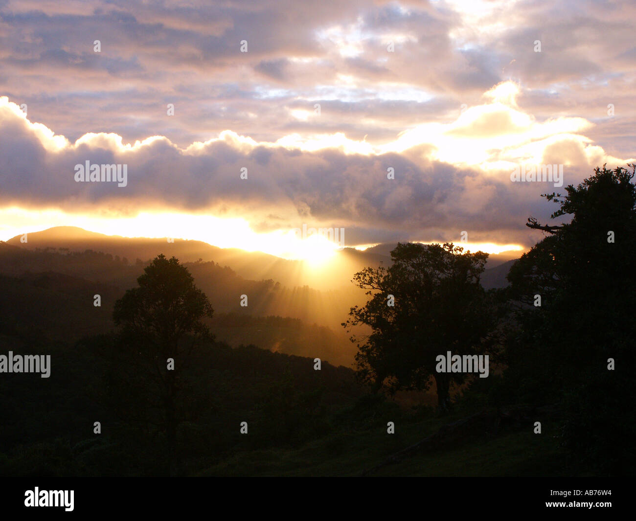 Cloudy sunset on Mountain of Death, Cerro de la Muerte, Costa Rica ...