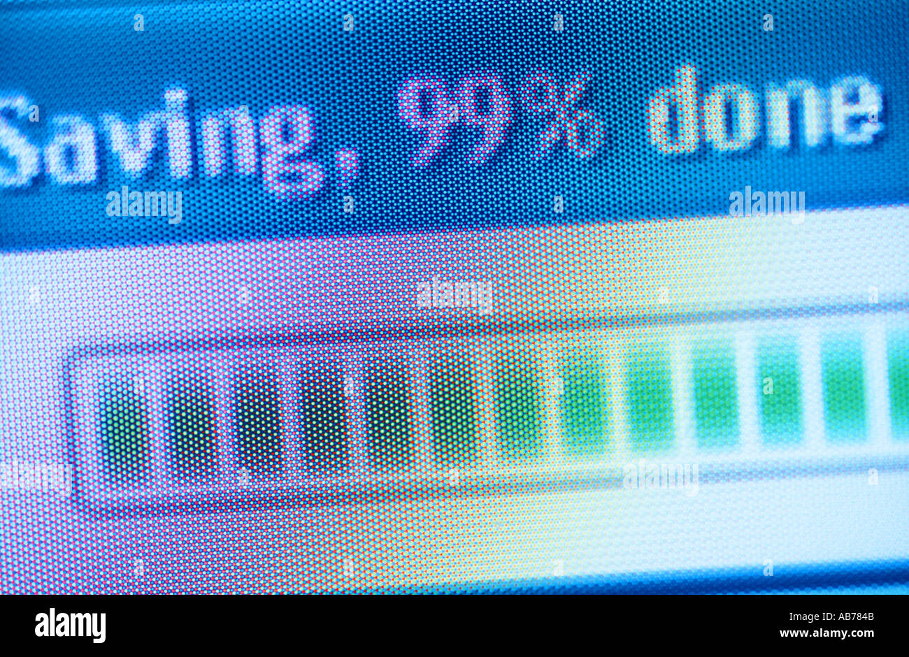 Monitor screen with saving process Stock Photo - Alamy
