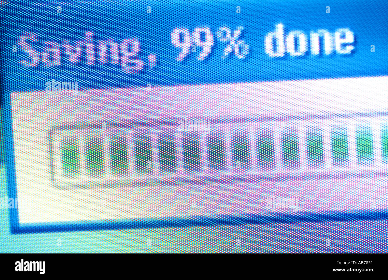 Monitor screen with saving process Stock Photo - Alamy