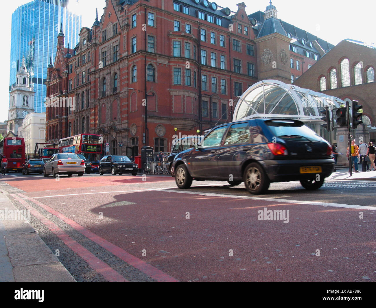 Red Route and London Traffic Stock Photo - Alamy