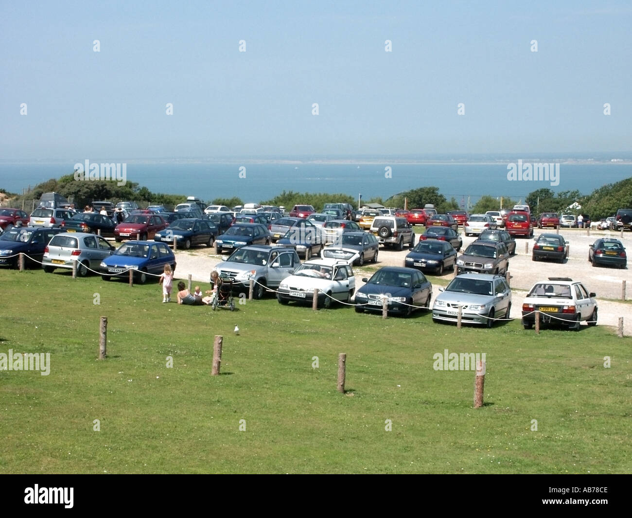 Isle of Wight Alum Bay cliff top car park Stock Photo - Alamy