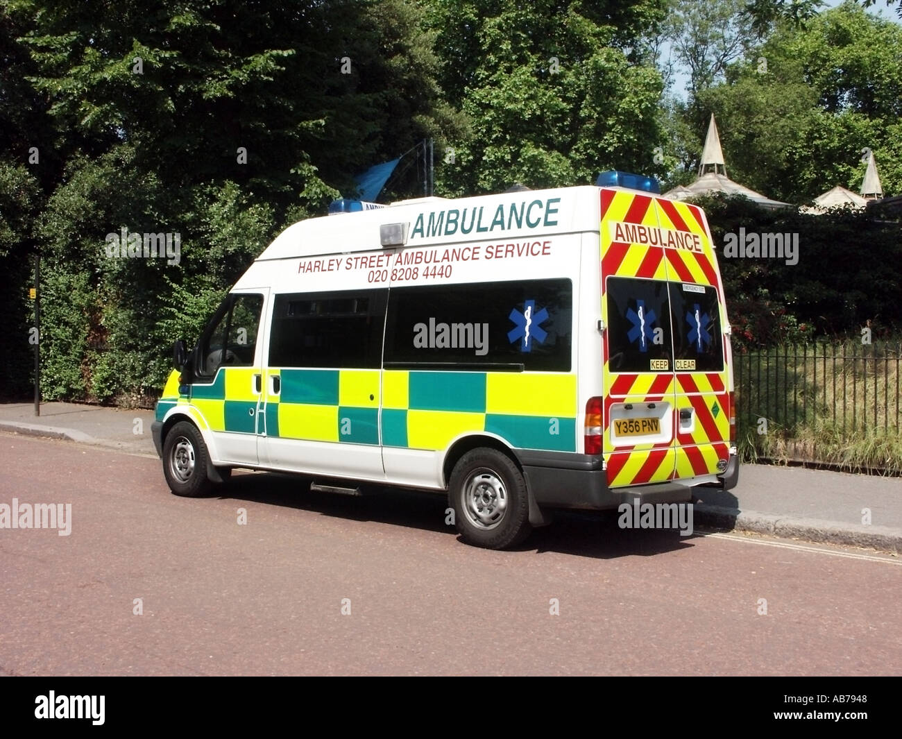 Regents Park London parked non National Health Trust ambulance marked ...