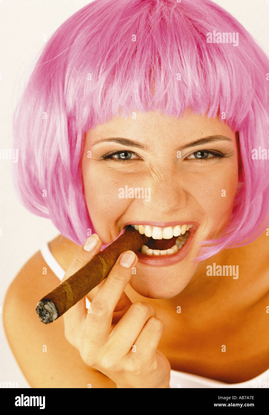 Girl smoking cigar Stock Photo - Alamy