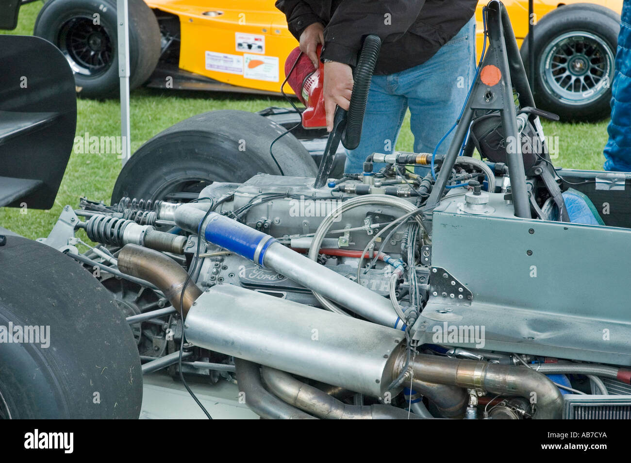 Frantic cleaning away of powder from a fire extinguisher after the ...