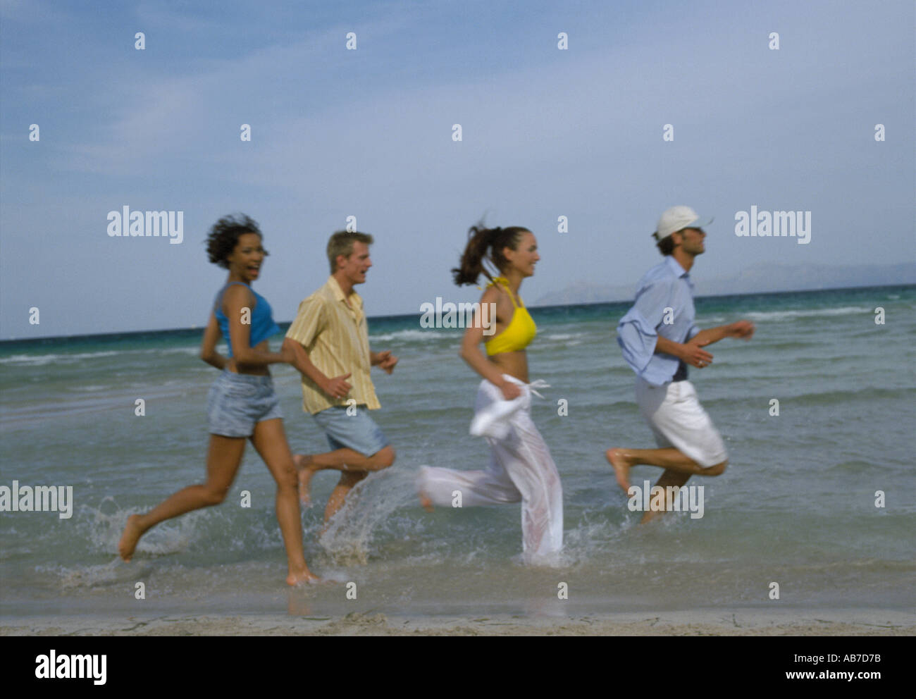 Group people following young hi-res stock photography and images - Alamy