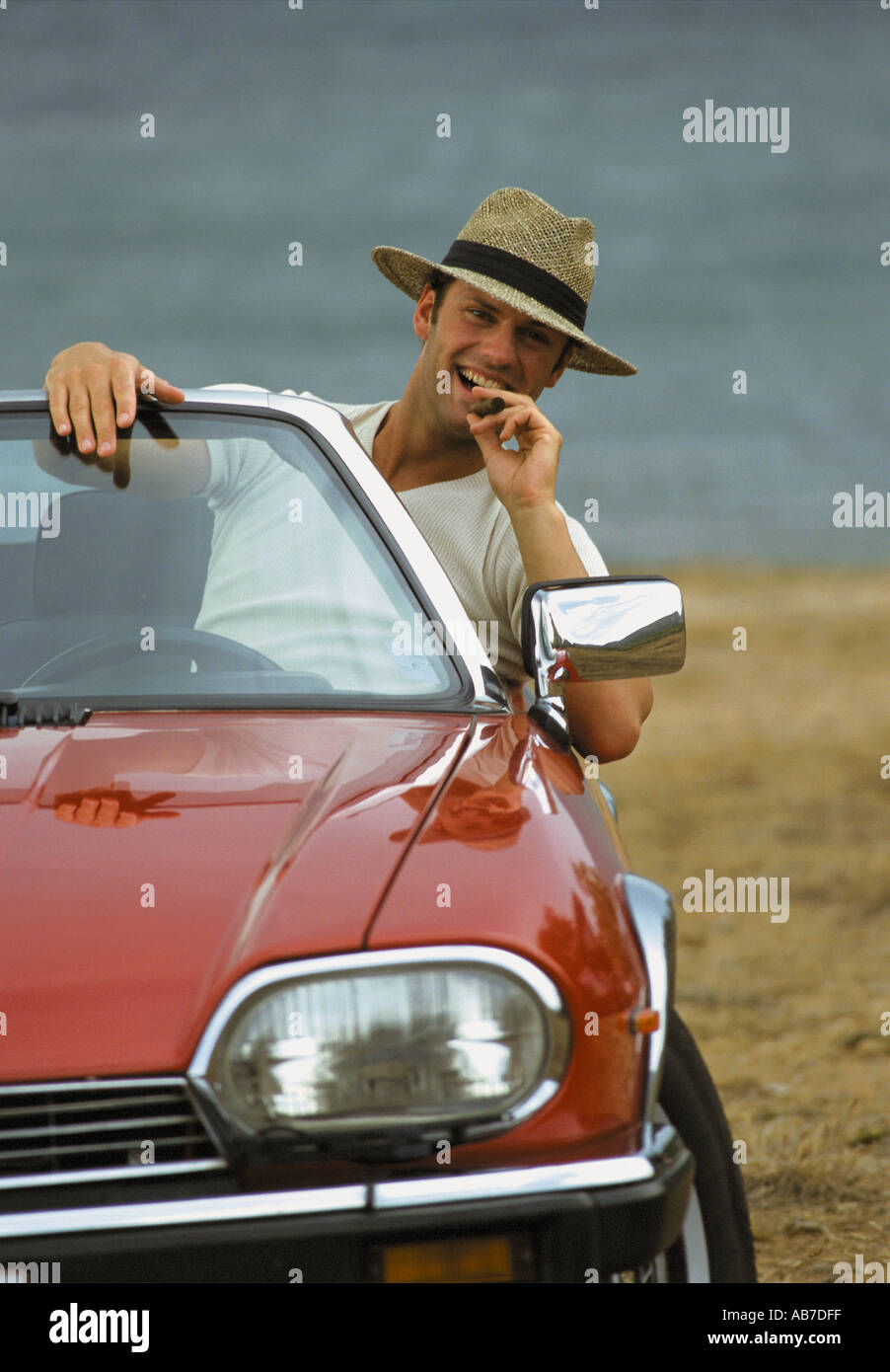Man in convertible Stock Photo - Alamy