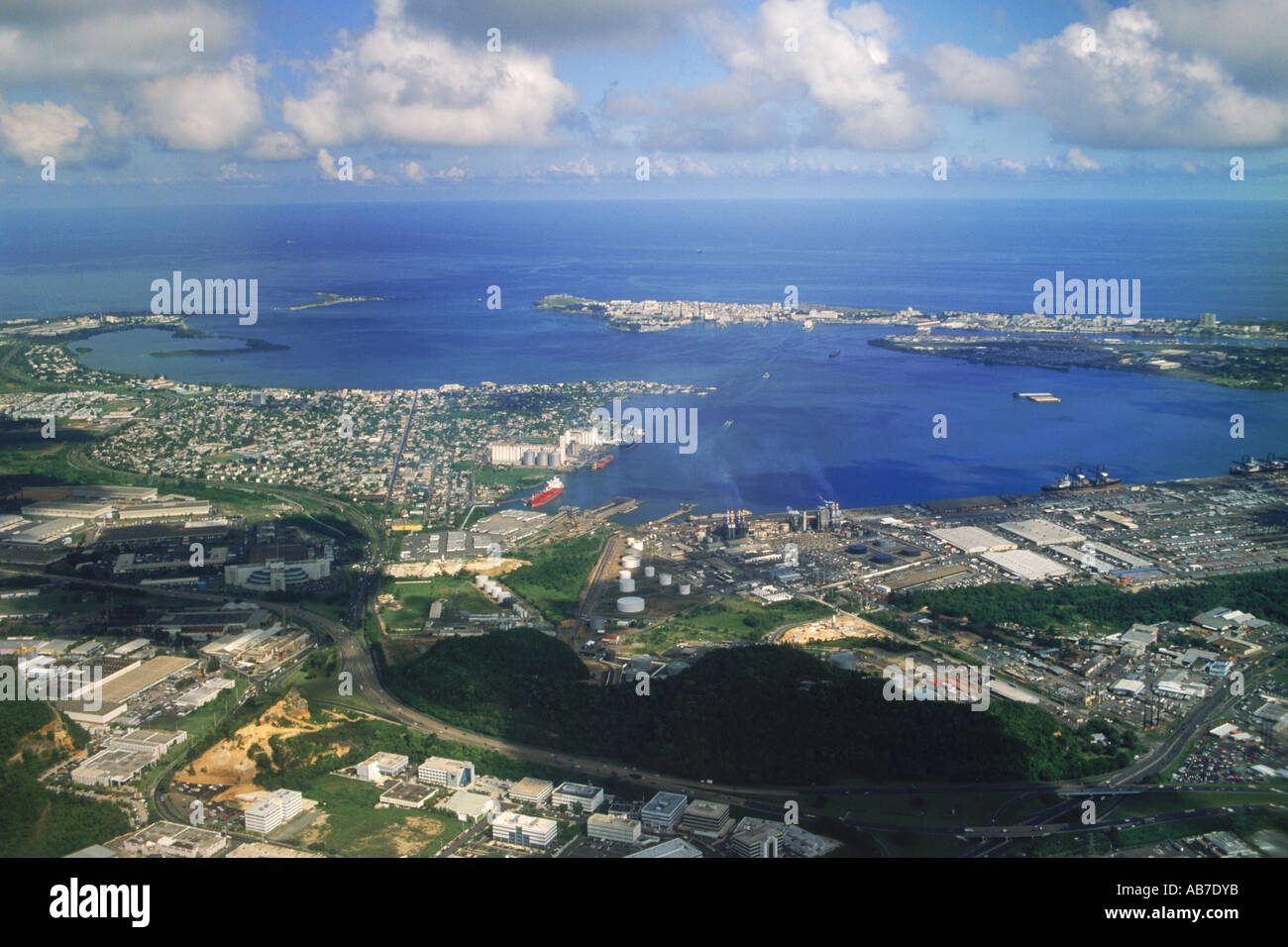 Aerial of San Juan on island of Puerto Rico in the Caribbean Stock ...