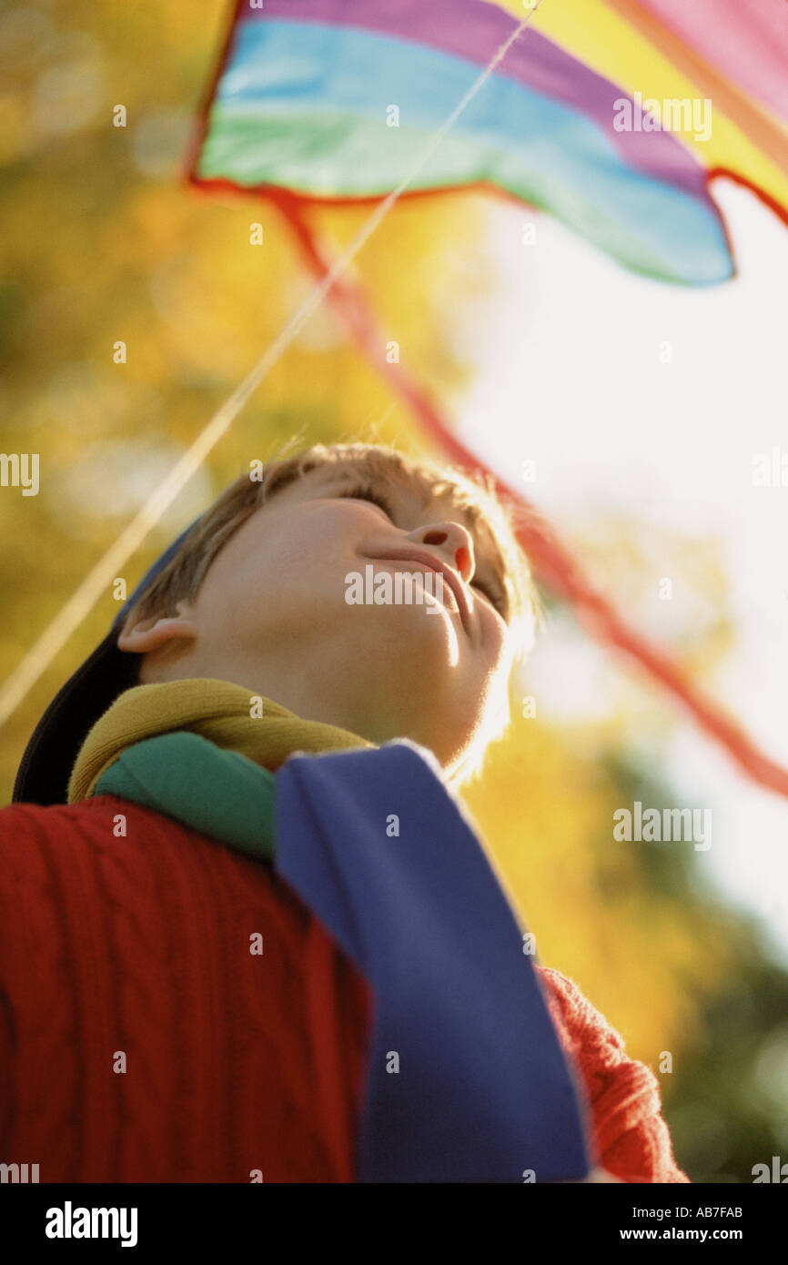 Boy with kite Stock Photo - Alamy