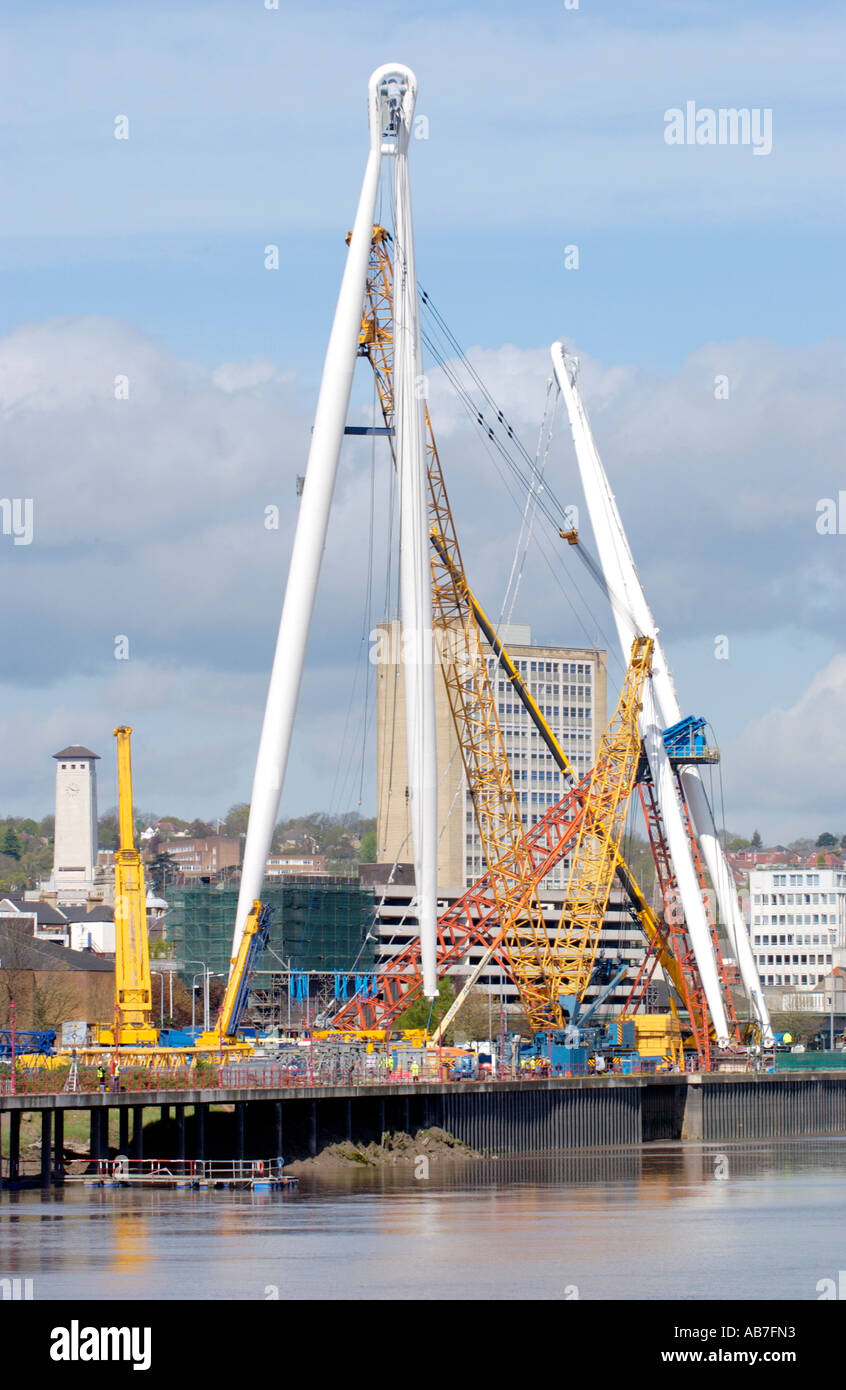 Bridge under construction over the River Usk at Newport South Wales UK ...
