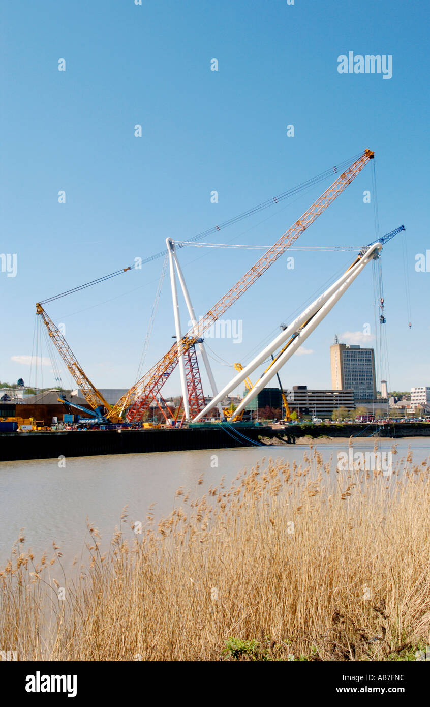 Bridge under construction over the River Usk at Newport South Wales UK ...
