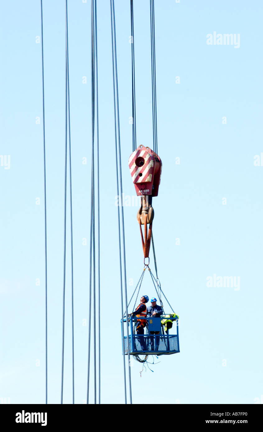 Foot and cycle bridge under construction over the River Usk at Newport ...