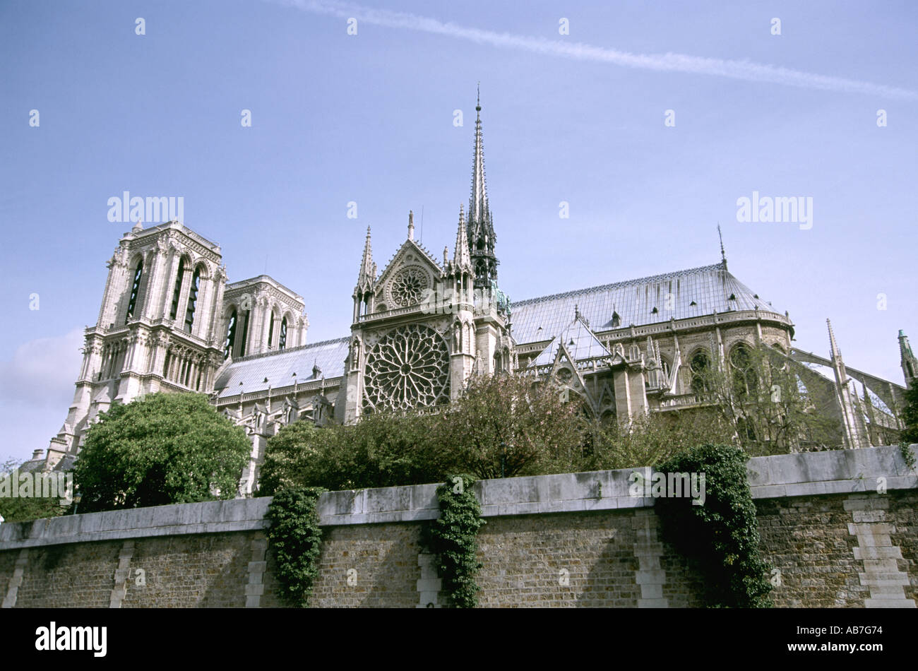 Notre Dame cathederal's towers seen from the side and rear Stock Photo ...