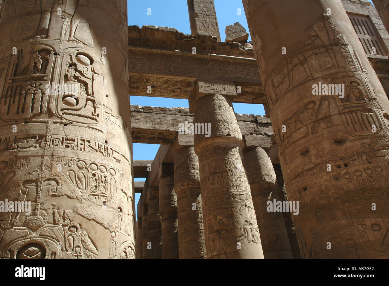 Columns in the Hypostyle Hall Karnak Temple 1 Stock Photo - Alamy