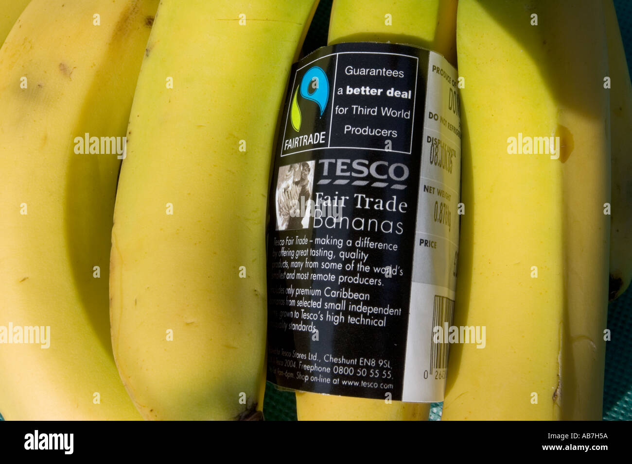 Fairtrade bananas from Dominica on sale at Tesco UK Stock Photo - Alamy