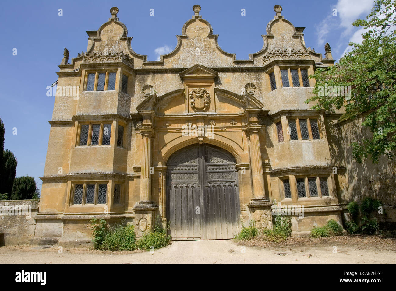 Gatehouse to Stanway Manor House built in Jacobean period architecture ...