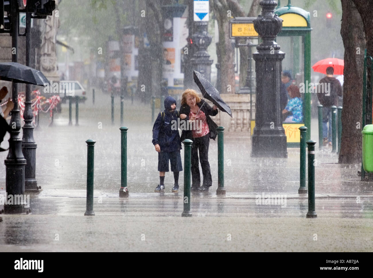 A rainstorm on Andrassy Street in Budapest Hungary Stock Photo - Alamy