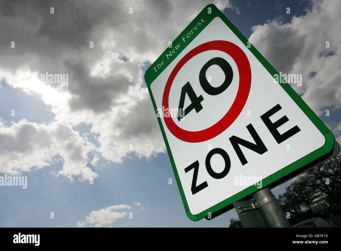 40mph zone in the new forest Stock Photo - Alamy